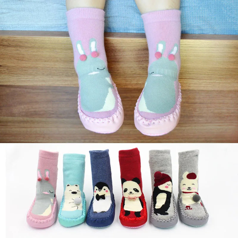 Animal anti-slip Sock Shoes for kids: Thick Terry Cotton with Rubber S ...